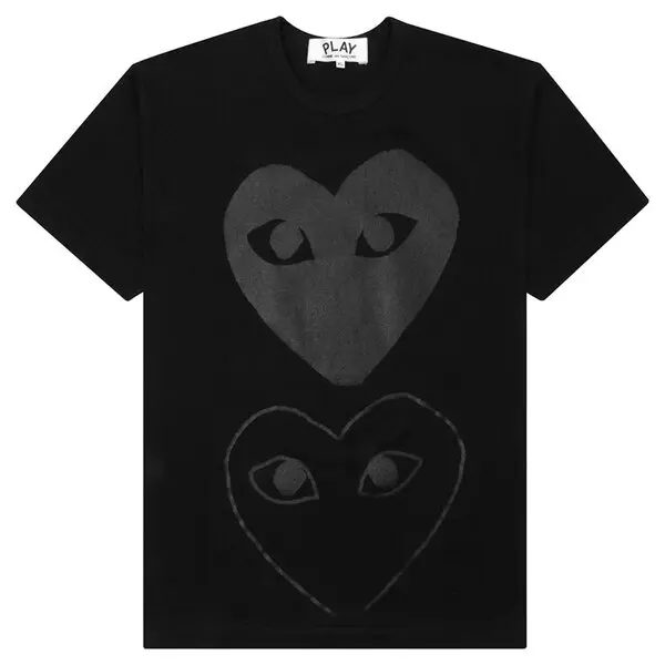 Play Comme Des Garcon Double Hearts T-shirt - Black