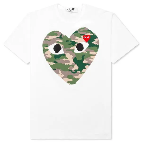 Play Comme Des Garcon Camouflage Heart T-shirt - White