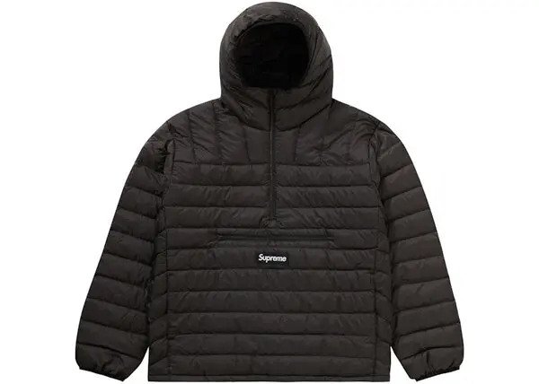 Supreme Micro Down Half Zip Hooded Pullover - Black