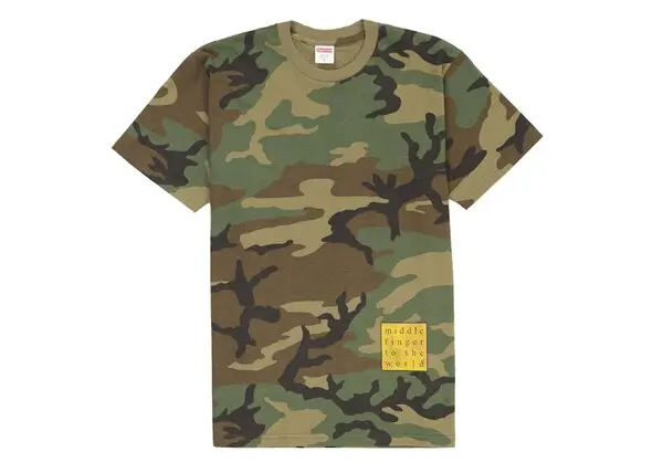 Supreme Middle Finger To The World Tee Shirt - Woodland Camo