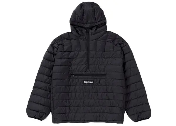 Supreme Micro Down Half Zip Hooded Pullover - Black