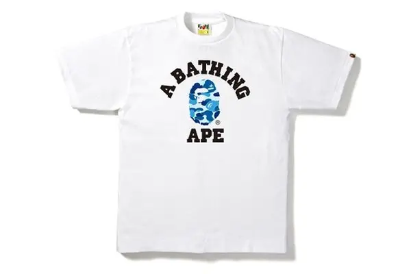 A BATHING APE Abc College Tee Shirt - White/blue