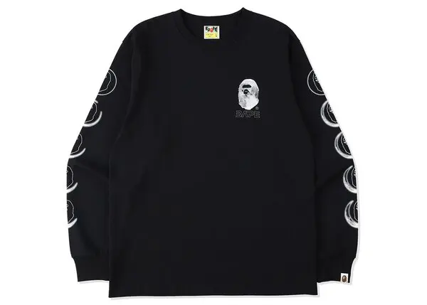 A BATHING APE Ape Head Moon Long Sleeve Tee Shirt - Black