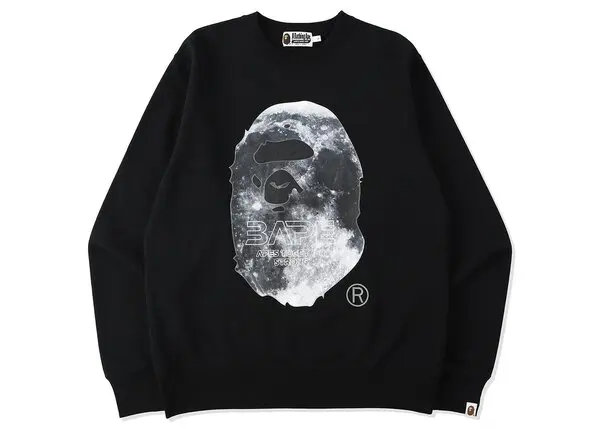 BAPE Ape Head Moon Crewneck Sweatshirt - Black