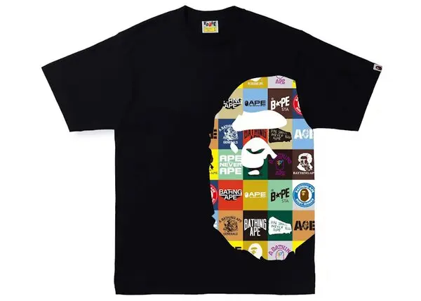 A BATHING APE Classic Logo Side Big Ape Head Tee Shirt - Black