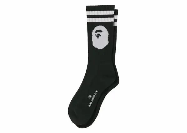 A BATHING APE Ape Head Line Crew Socks - Olivedrab Green