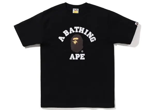 A BATHING APE College Tee Shirt - Black