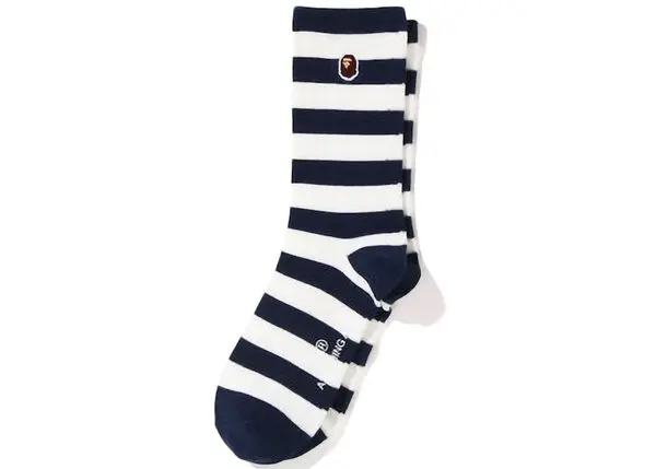 A BATHING APE Ape Head Hoop Socks - Navy Blue