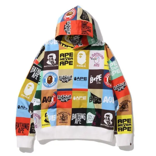 A BATHING APE Classic Logo Loose Fit Pullover Hoodie