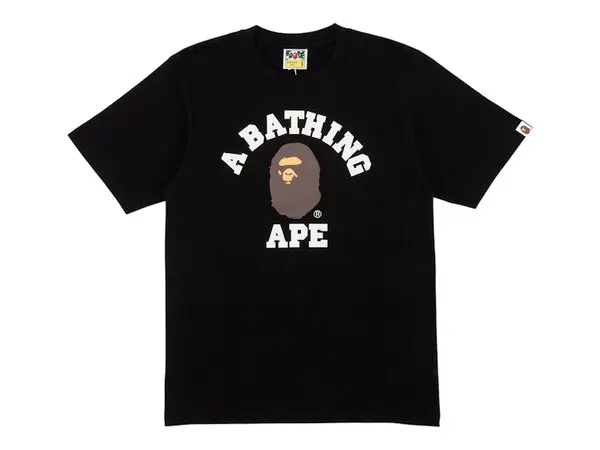 A BATHING APE College Tee Shirt - Black