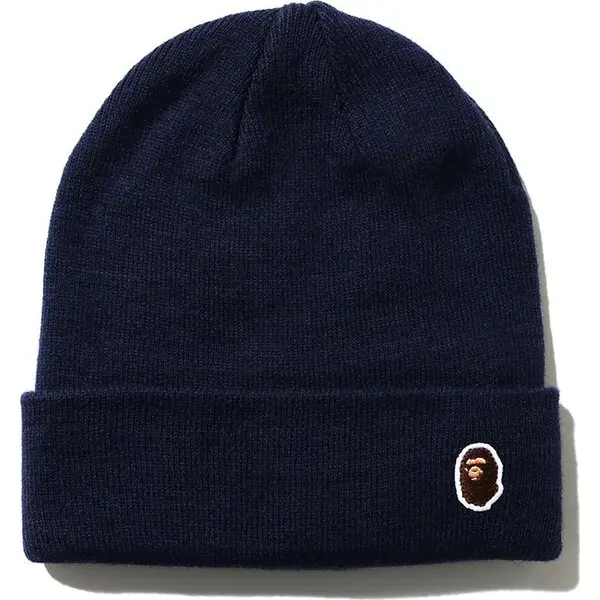 A BATHING APE Ape Head Knit Cap - Navy Blue