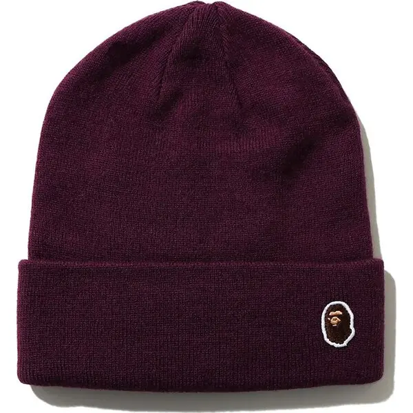 A BATHING APE Knit Cap With Ape Head - Purple