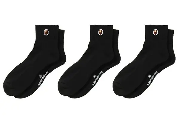 A BATHING APE Ape Head Ankle Socks - Black