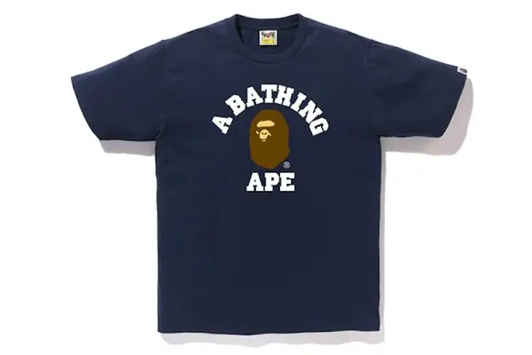 A BATHING APE College Tee Shirt - Navy Blue