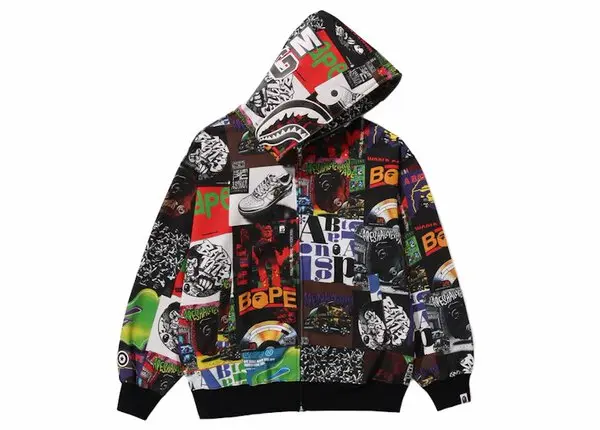 A BATHING APE Monogram Shark Hoodie - Multicolor