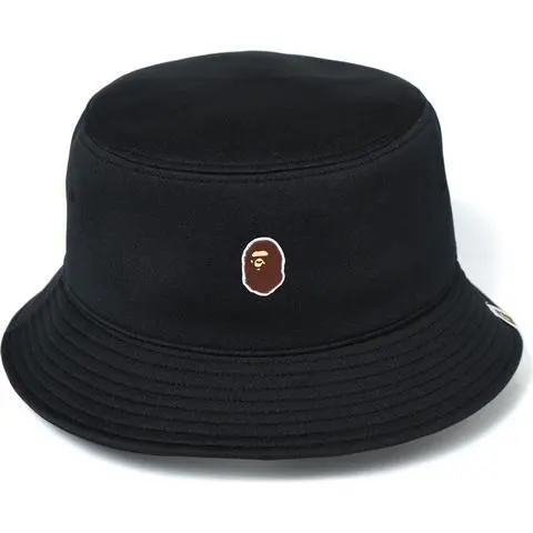 A BATHING APE Ape Head One Point Bucket Hat - Black
