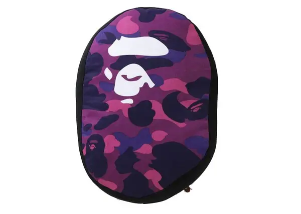 A BATHING APE Camo Ape Head Cushion - Purple