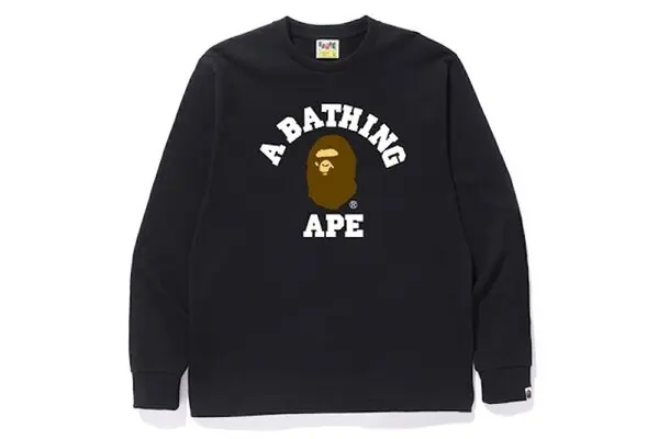 A BATHING APE College Long Sleeve Tee Shirt - Black