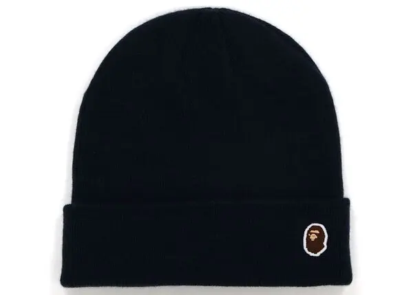A BATHING APE Ape Head Knit Cap - Navy Blue