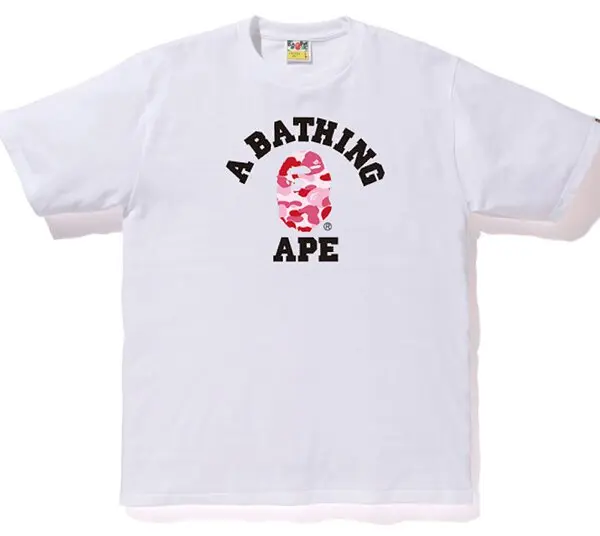 A BATHING APE Abc College Tee Shirt - White/pink