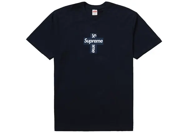 Supreme Cross Box Logo Tee Shirt - Navy Blue