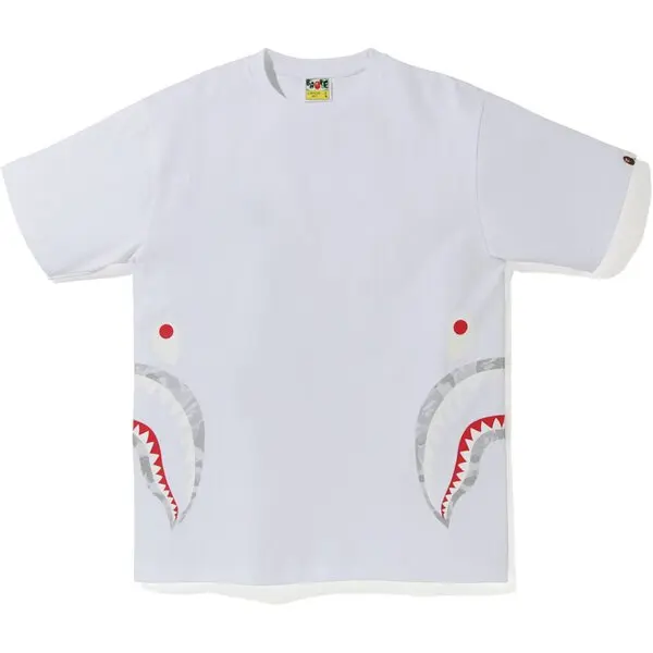 A BATHING APE Abc Dot Reflective Side Shark Tee Shirt - White