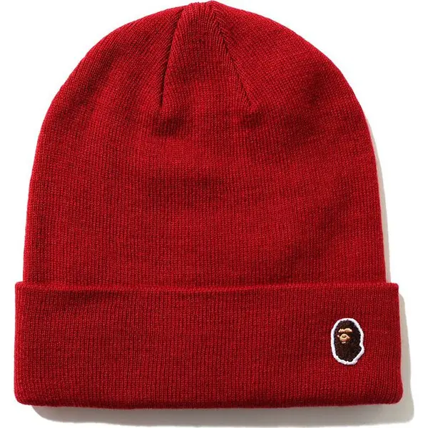 A BATHING APE Ape Head Knit Cap - Red