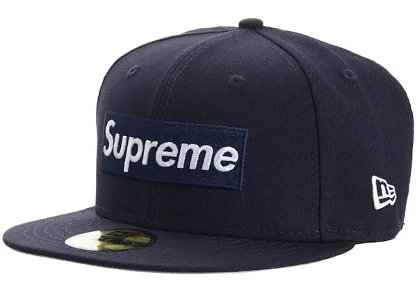 Supreme World Famous Box Logo New Era Cap - Navy Blue