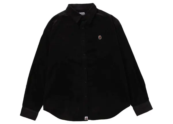 A BATHING APE Ape Head One Point Corduroy Shirt - Black