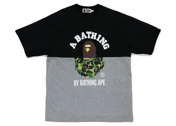 A BATHING APE College & Bathing Ape Relaxed Fit Tee Shirt - Black