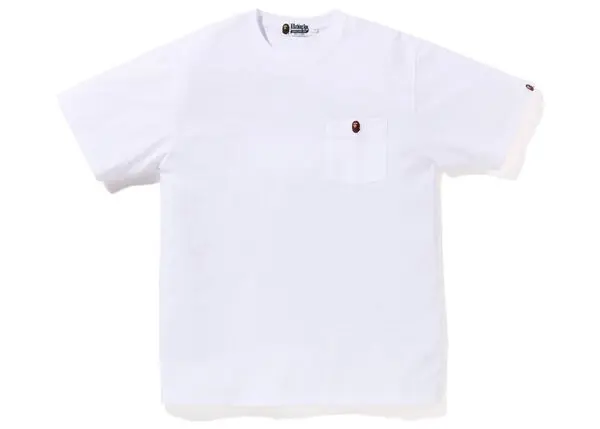 A BATHING APE Ape Head One Point Pocket Tee Shirt - White