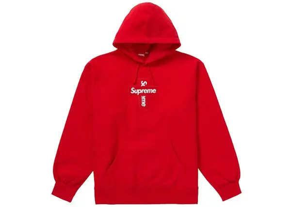 Supreme Cross Box Logo Hooded Sweatshirt - Red