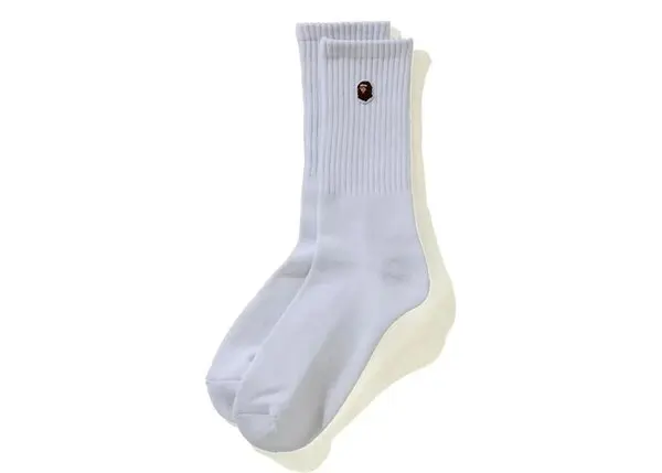 A BATHING APE Ape Head One Point Crew Socks - White