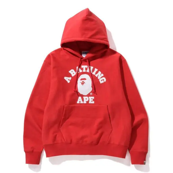 A BATHING APE Classic College Relaxed Fit Pullover Hoodie - Red