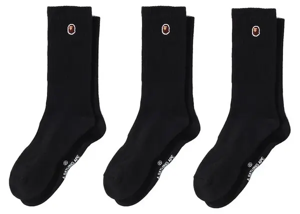 A BATHING APE Ape Head One Point Socks - Black