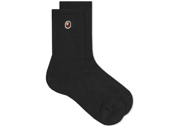 A BATHING APE Ape Head One Point Socks - Black