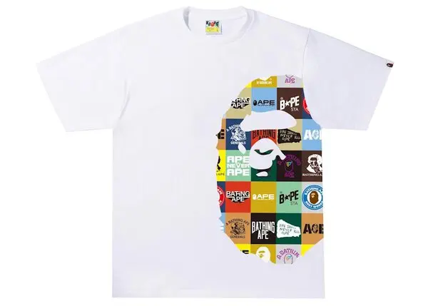 A BATHING APE Classic Logo Side Big Ape Head Tee Shirt - White