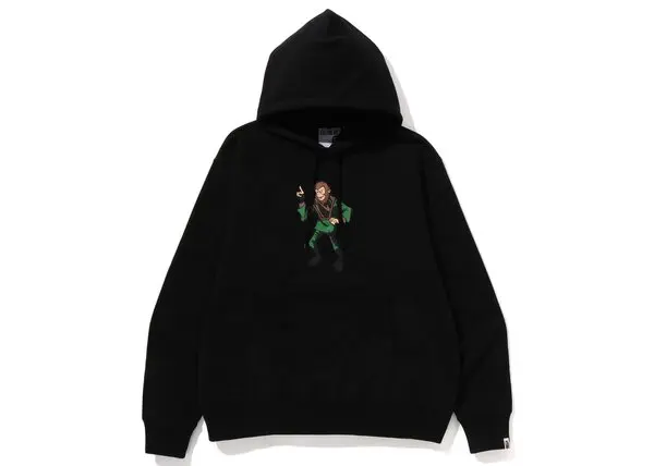 A BATHING APE Ape Graphic Relaxed Fit Pullover Hoodie - Black