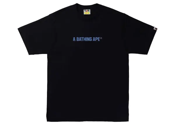 A BATHING APE Camo Busy Works Tee Shirt - Black/navy Blue