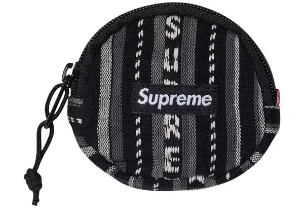 Supreme Woven Stripe Coin Pouch - Black