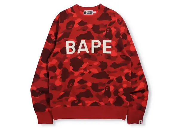 A BATHING APE Camo Crewneck Sweatshirt - Red