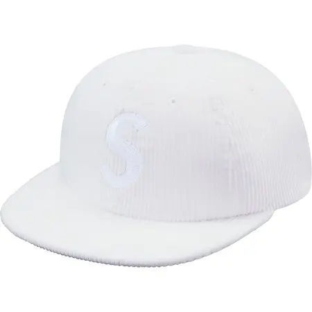 Supreme Corduroy S Logo 6 Panel Cap - White