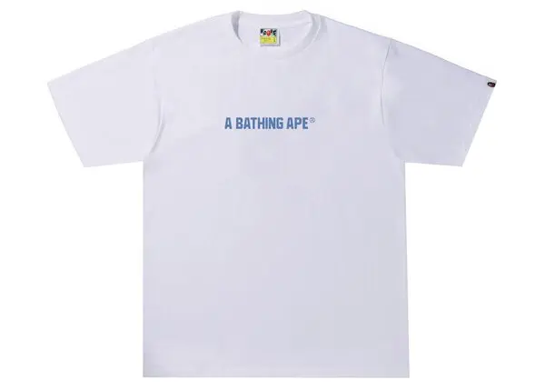A BATHING APE Camo Busy Works Tee Shirt - White/navy Blue