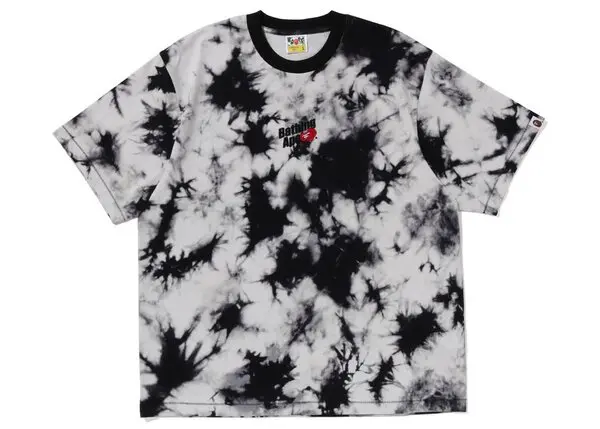 A BATHING APE Cloud Head Bleach Dye Tee Shirt - Black