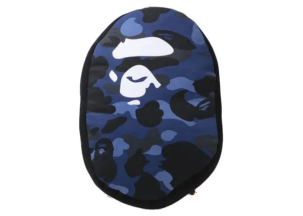 A BATHING APE Camo Ape Head Cushion - Navy Blue