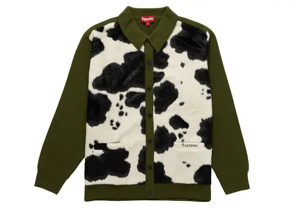 Supreme Cow Print Cardigan - Moss