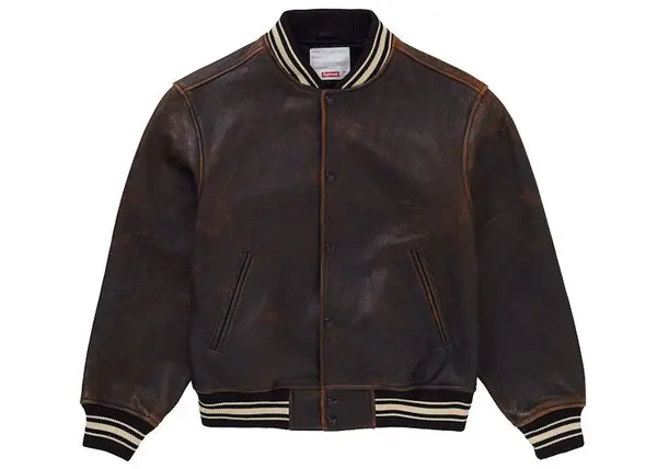 Supreme Leather Varsity Jacket - Black