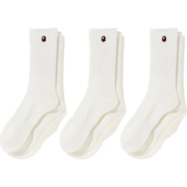 A BATHING APE Ape Head One Point Socks - White