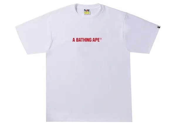 A BATHING APE Camo Busy Works Tee Shirt - White/red