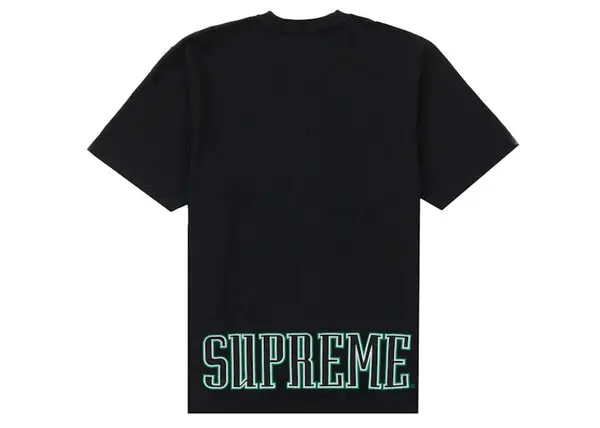 Supreme Contrast Appliqué Short Sleeve Top - Black